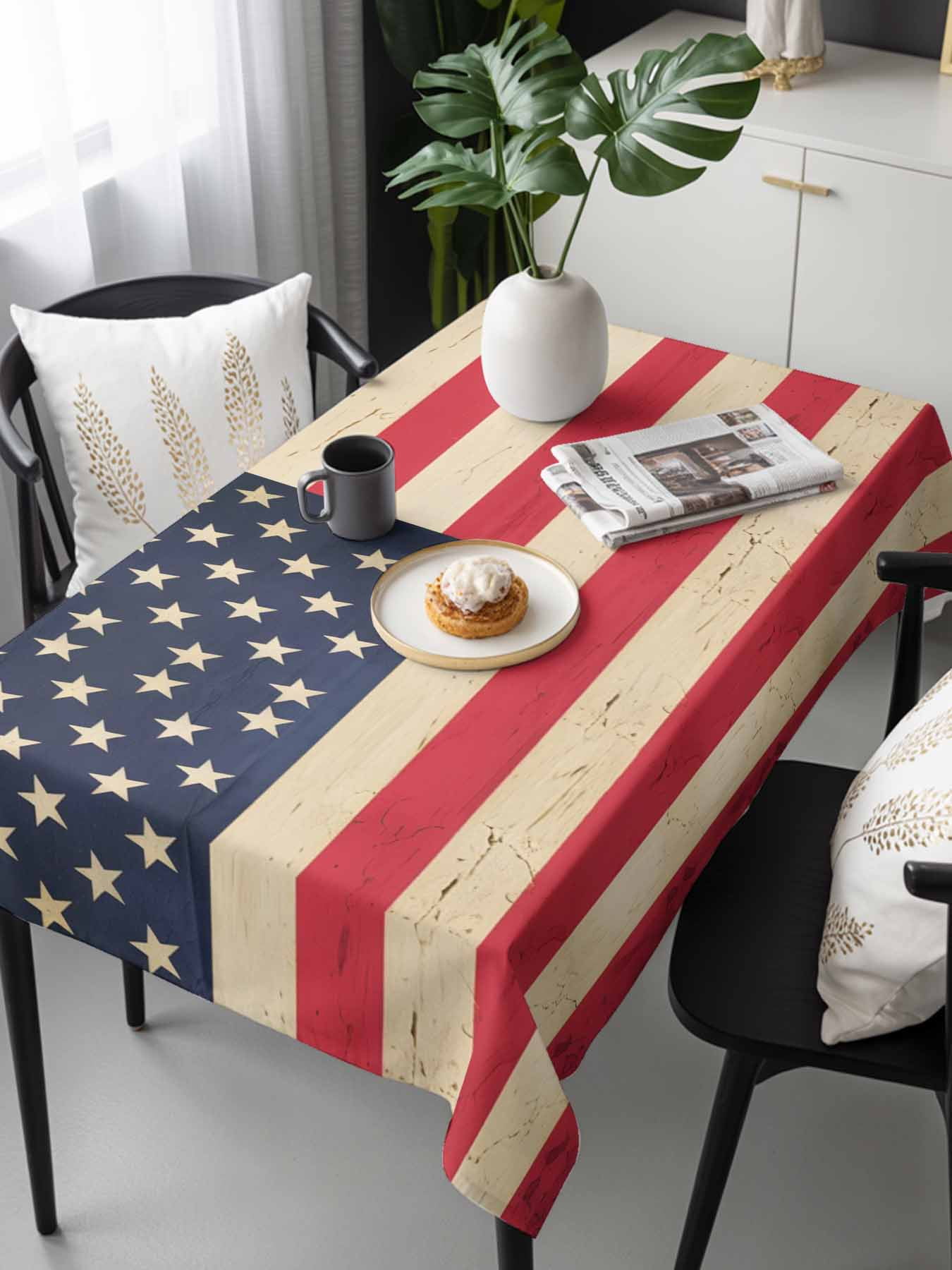 Red American Flag Tablecloth Rectangle Table Cloths 54x108 ,Waterproof ...