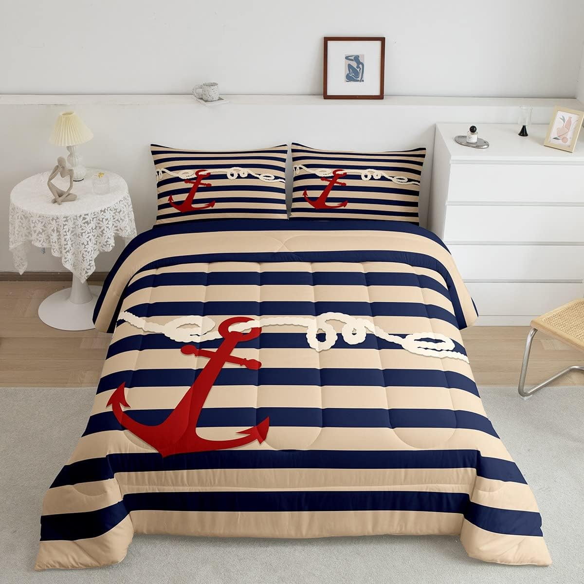 Red Anchor Cowboy Boots and Hats Comforter Set Paisley Bedding Set for ...