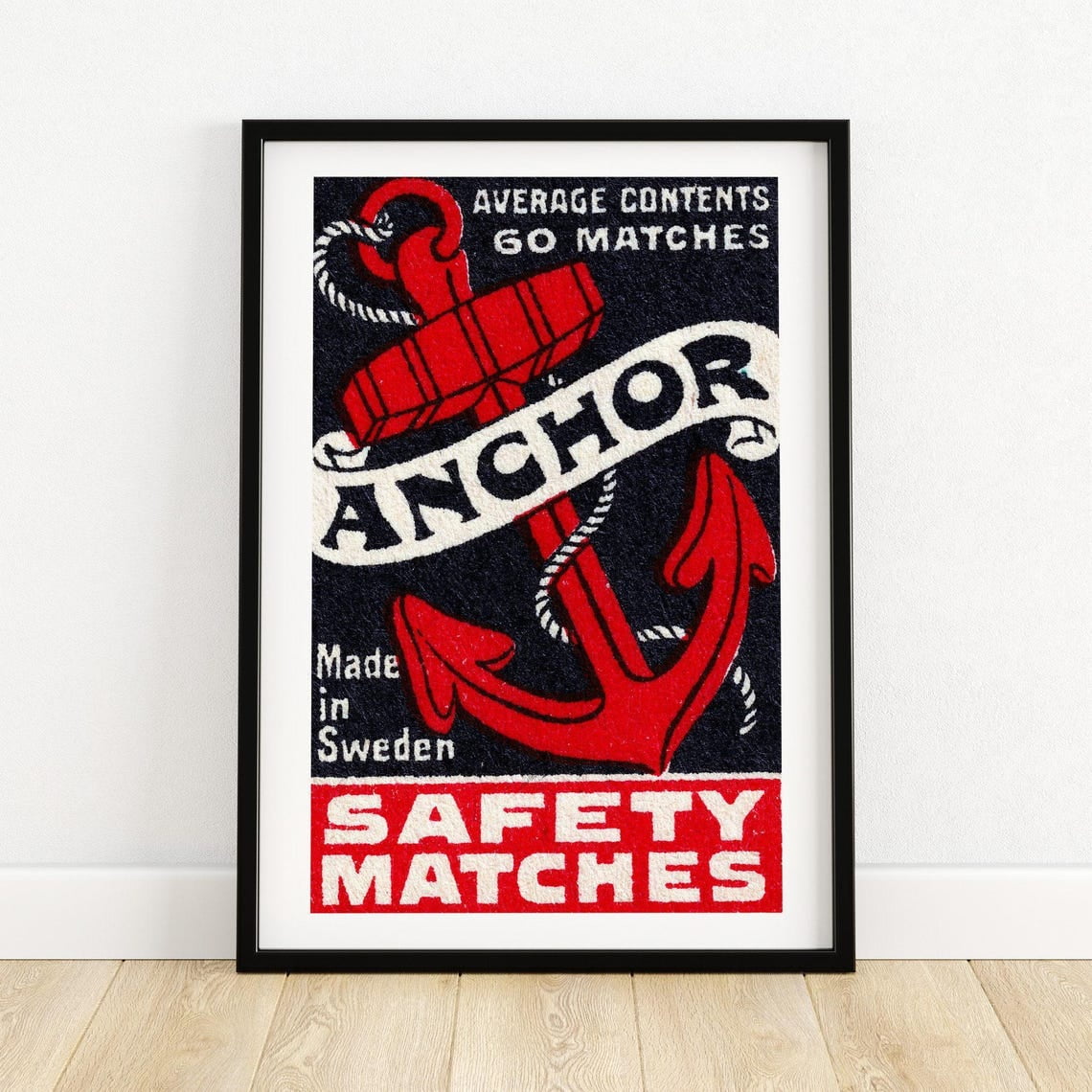 The Red Anchor - Matchbox Print - Aesthetic Wall Art - Vintage Swedish ...