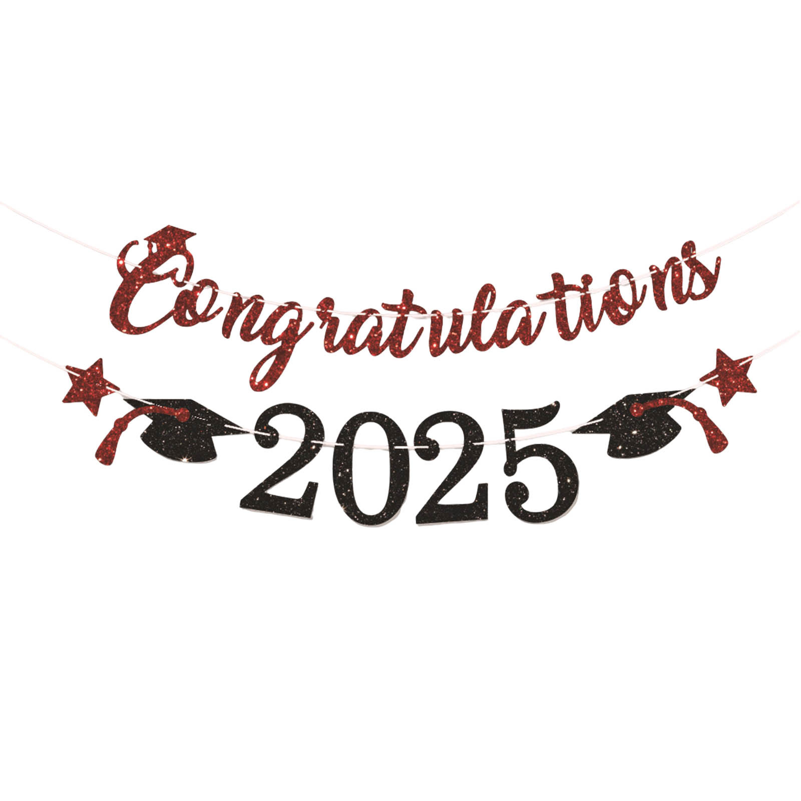 Red And Black Congratulations Banner - 2025 Graduation Decorations ...