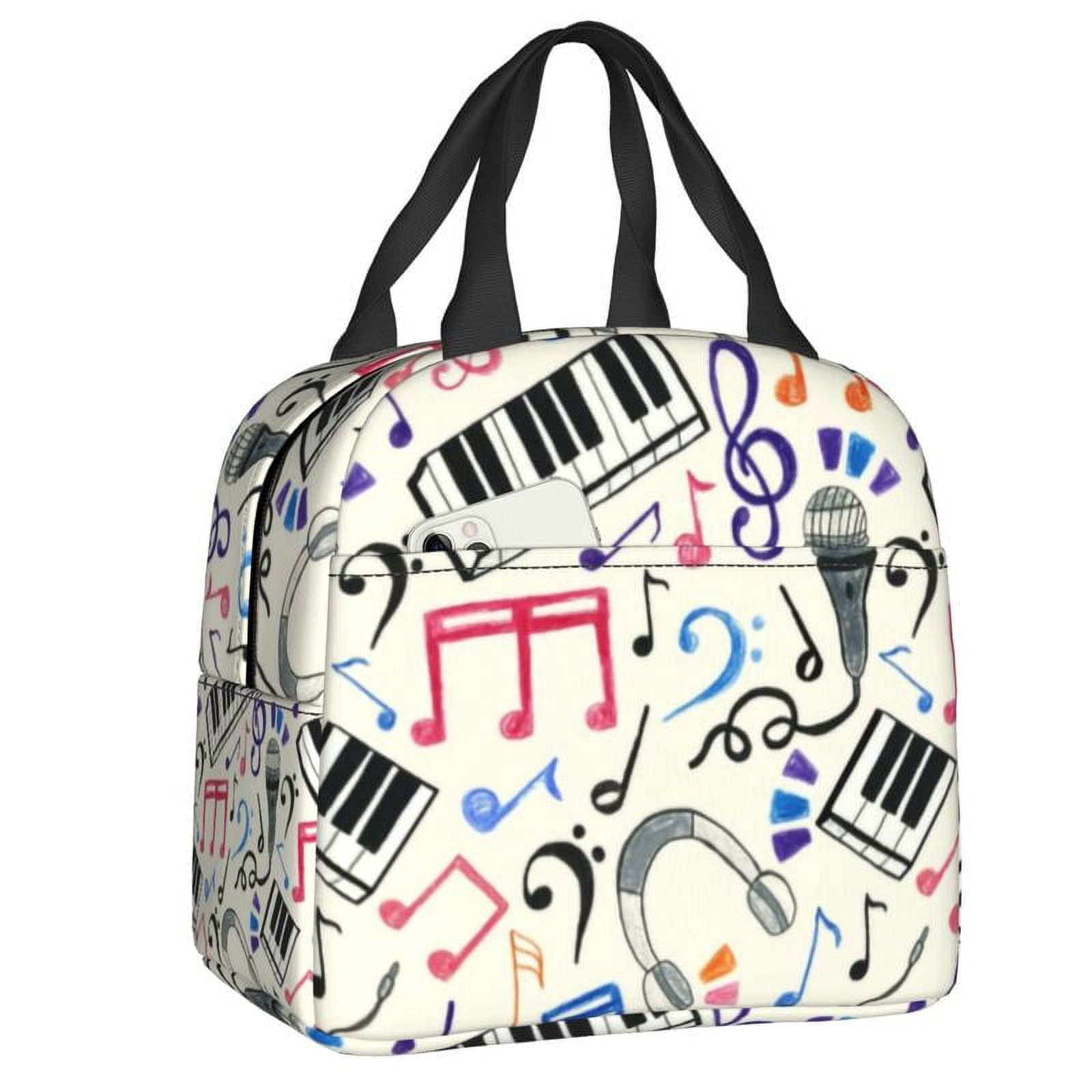 Red And Black Music Notes Theme Lunch Box Women Cooler Thermal Food ...