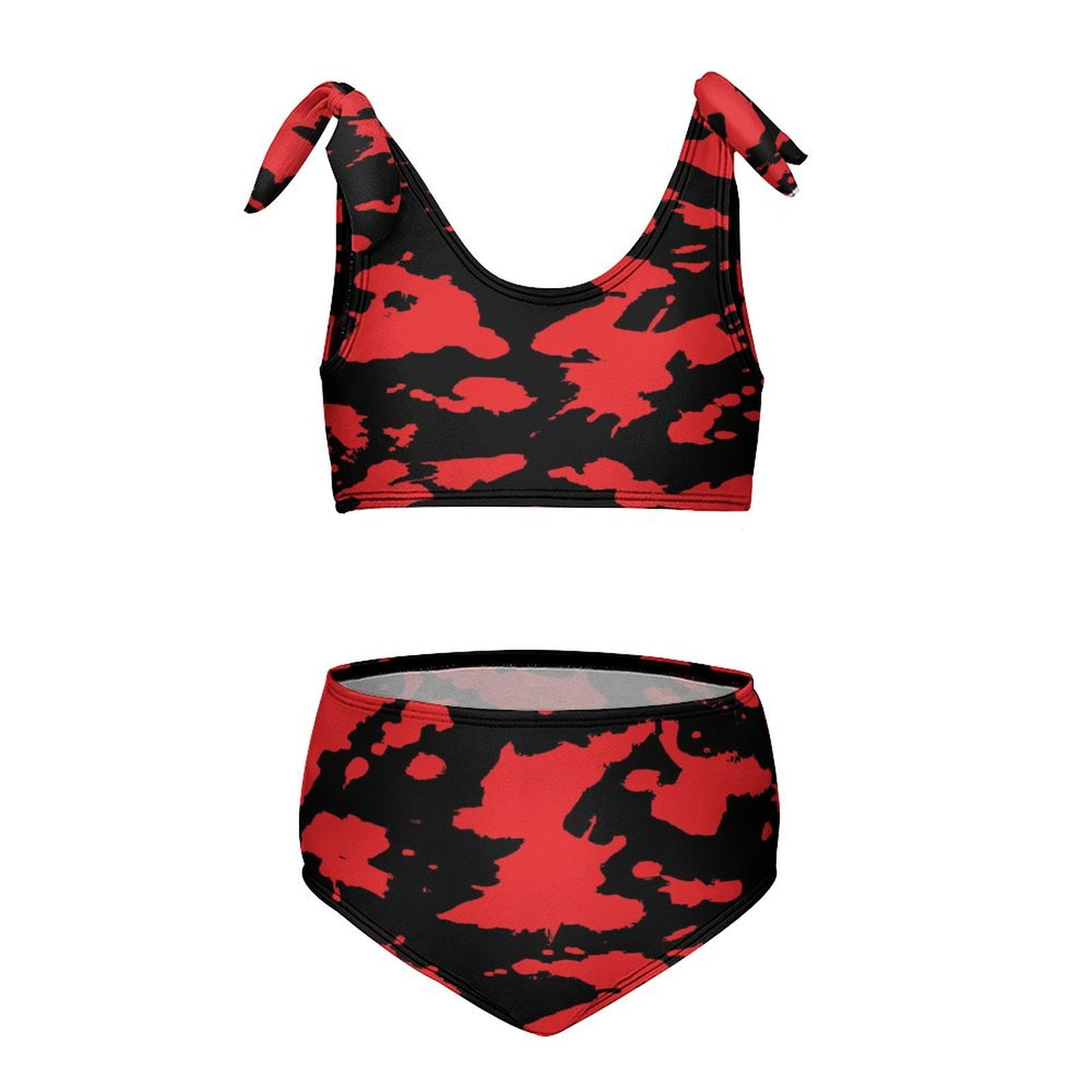 Red And Black Paint Splatter Girl's 2 Piece Bikini Set Beach Sport ...