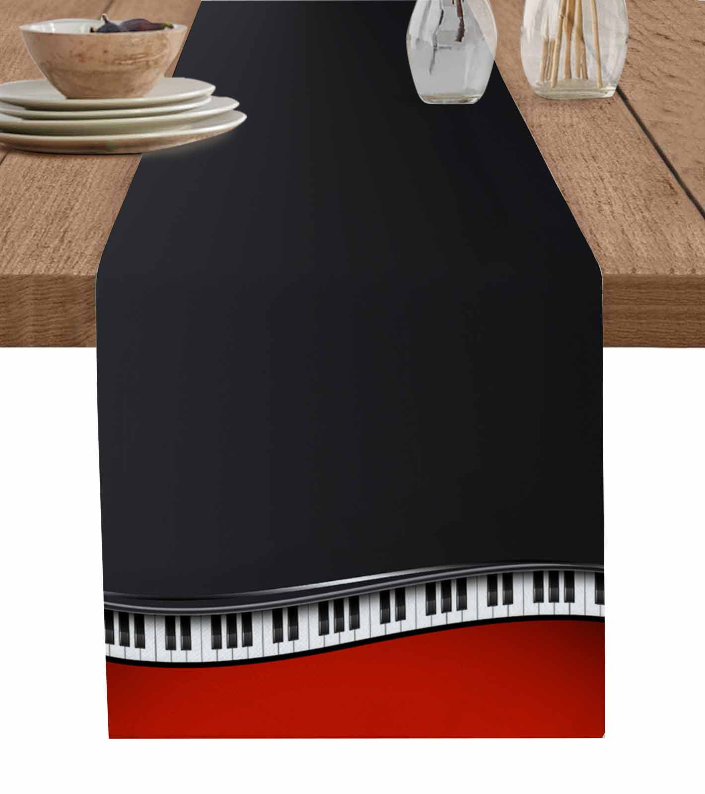 Red And Black Piano Keys Table Runner Kitchen Table Cover Dining ...
