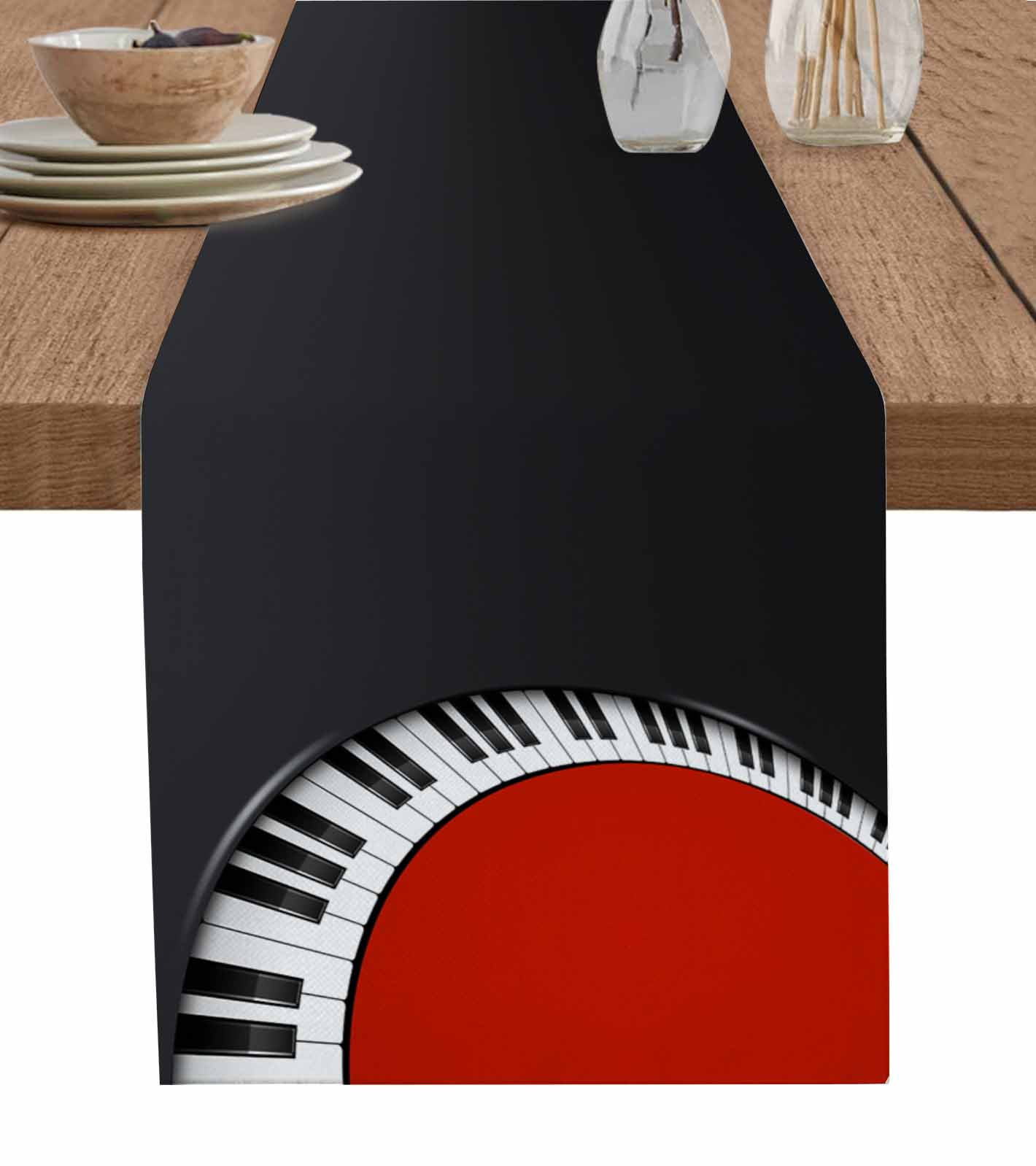 Red And Black Piano Keys Table Runners for Wedding Party Kitchen Dining ...