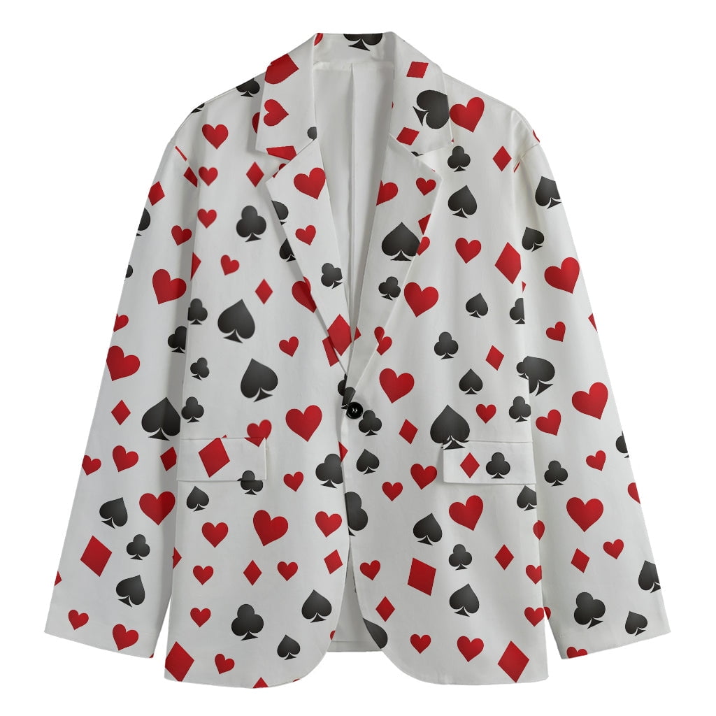 Red And Black Playing Card Suits Print Men'S Blazer, Poker Fun Novelty ...