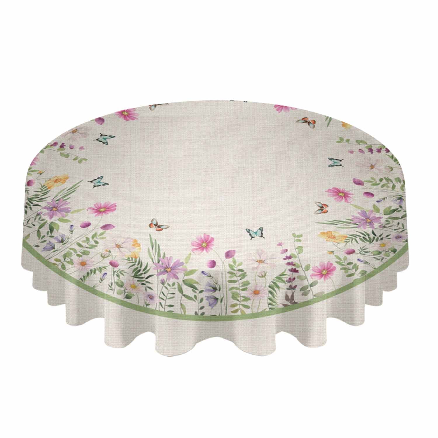 Red And Black Rose Flower White Round Tablecloths for Dining Table ...