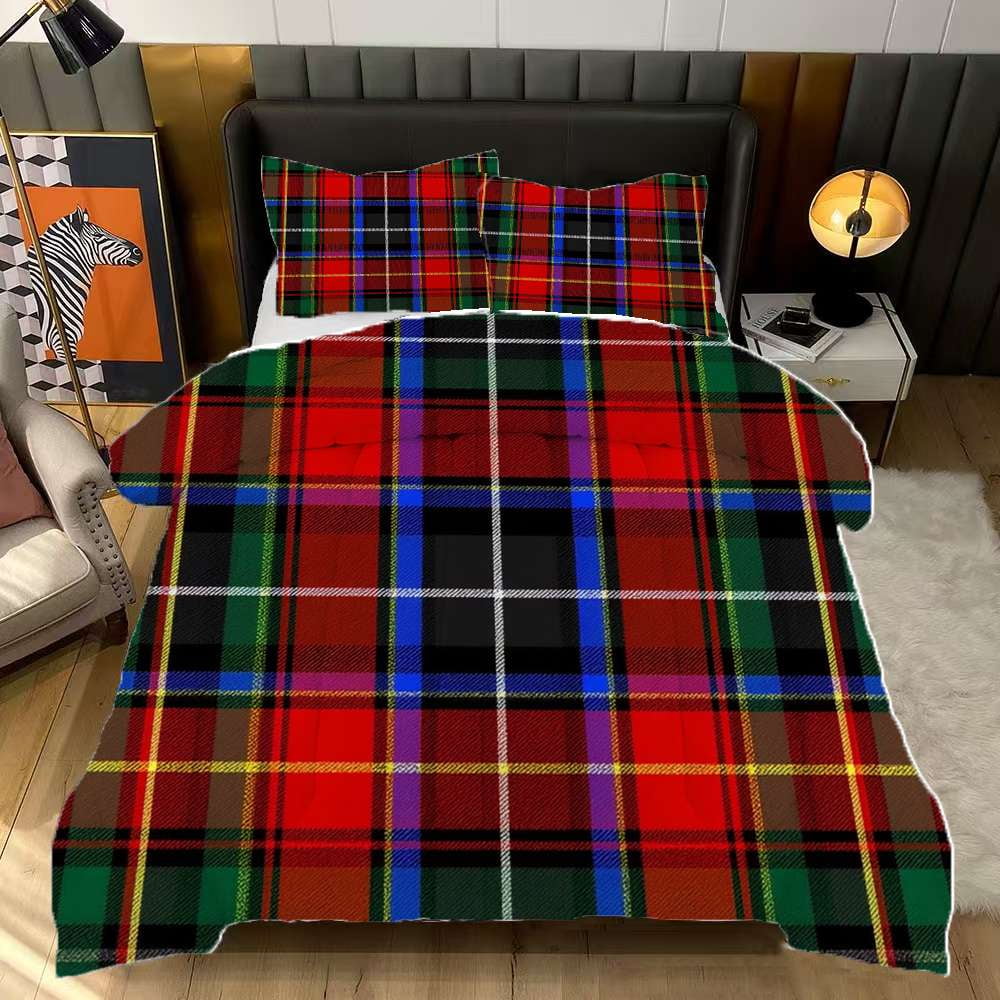 Red And Black Tartan Plaid Comforter Set Queen Size Bedding Set For ...