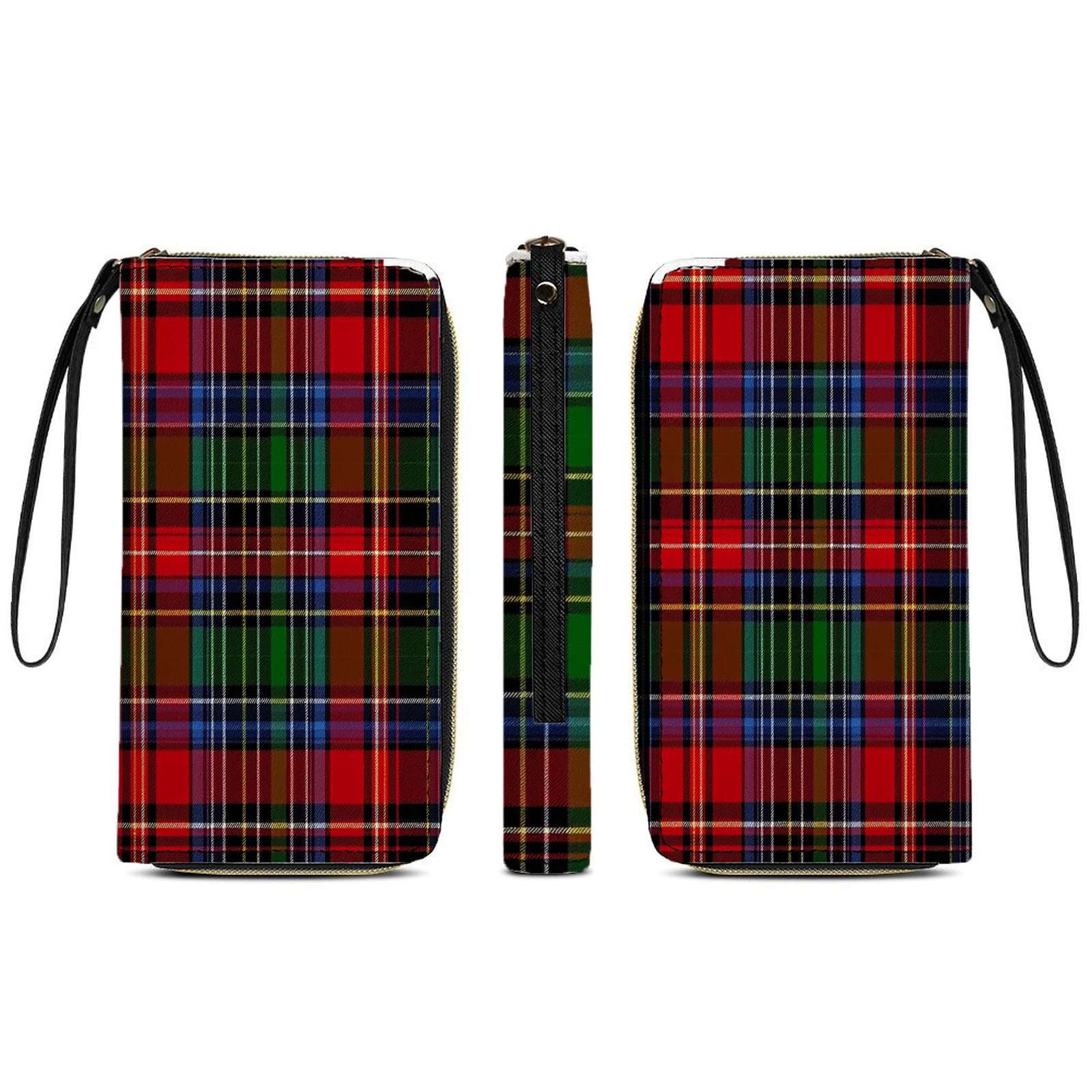 Red And Black Tartan Plaid Long Wallets For Women PU Leather Purse Card ...