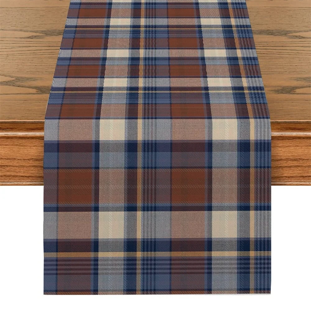 Red And Blue Checkered Textured Table Flag Staggered Rectangular Table ...