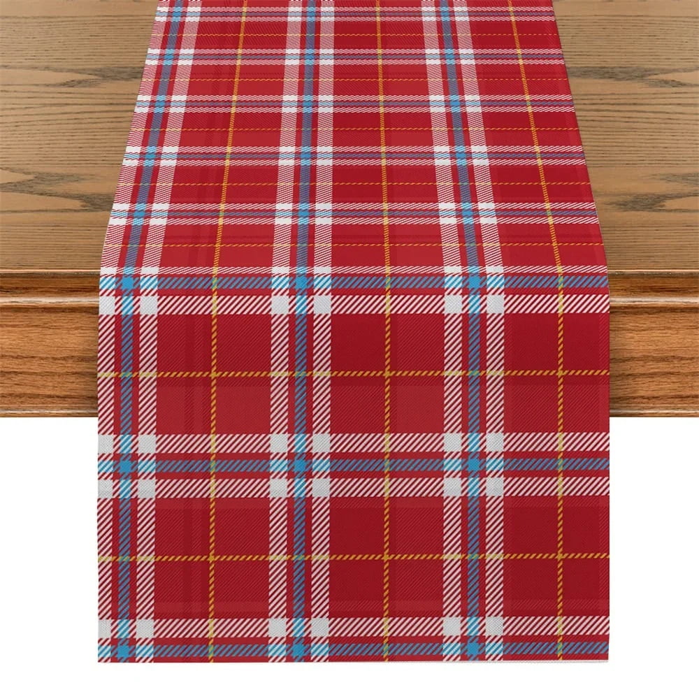 Red And Blue Checkered Textured Table Flag Staggered Rectangular Table ...