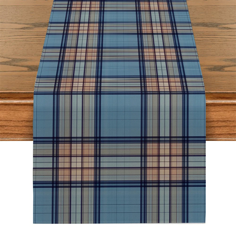 Red And Blue Checkered Textured Table Flag Staggered Rectangular Table ...