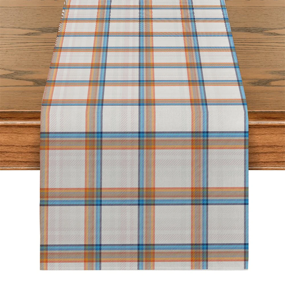 Red And Blue Checkered Textured Table Flag Staggered Rectangular Table ...