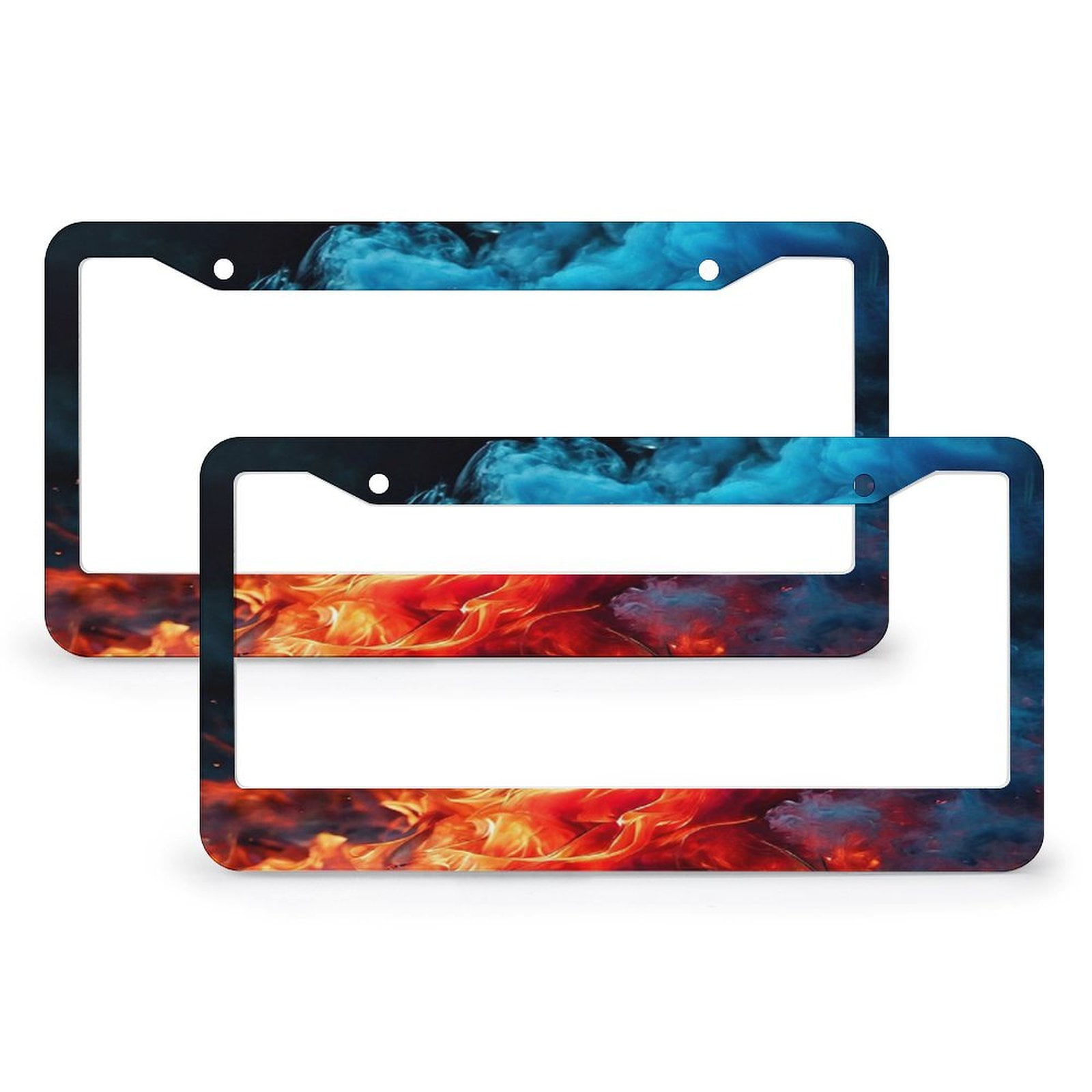 Red And Blue Flames License Plate Frame 2 Pack Universal Us Car Plate ...