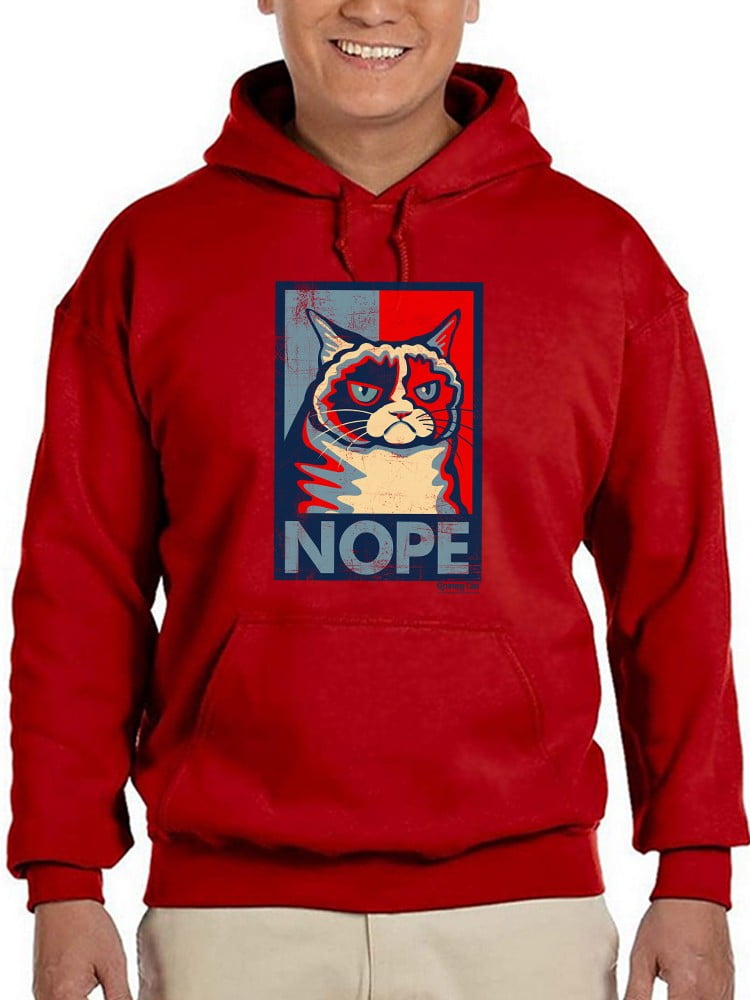 Red And Blue Grumpy Cat Hoodie Men -T-Line Designs, Male Medium ...
