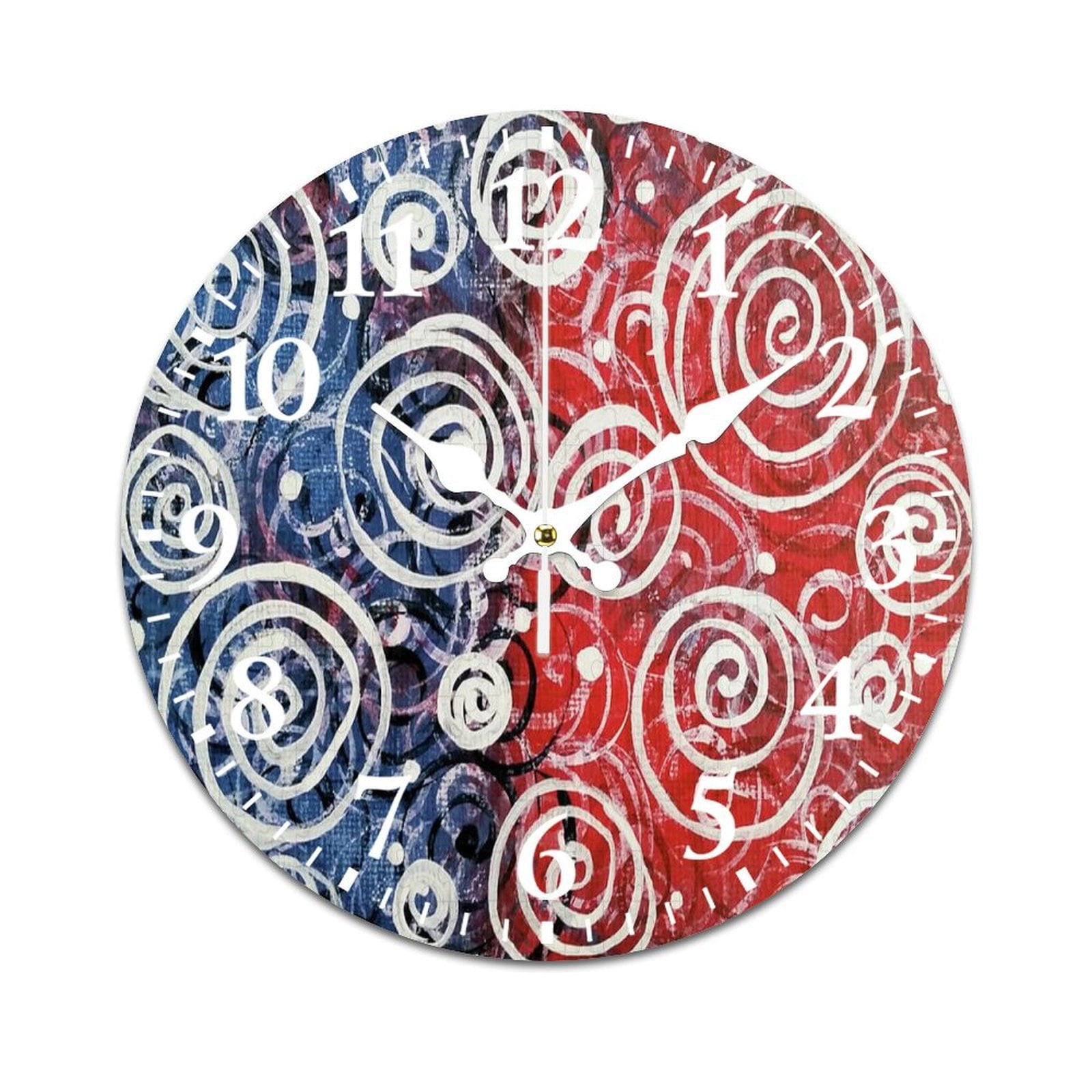 Red And Blue Painting Wall Clock Modern Design Clocks Wall Hanging Home ...