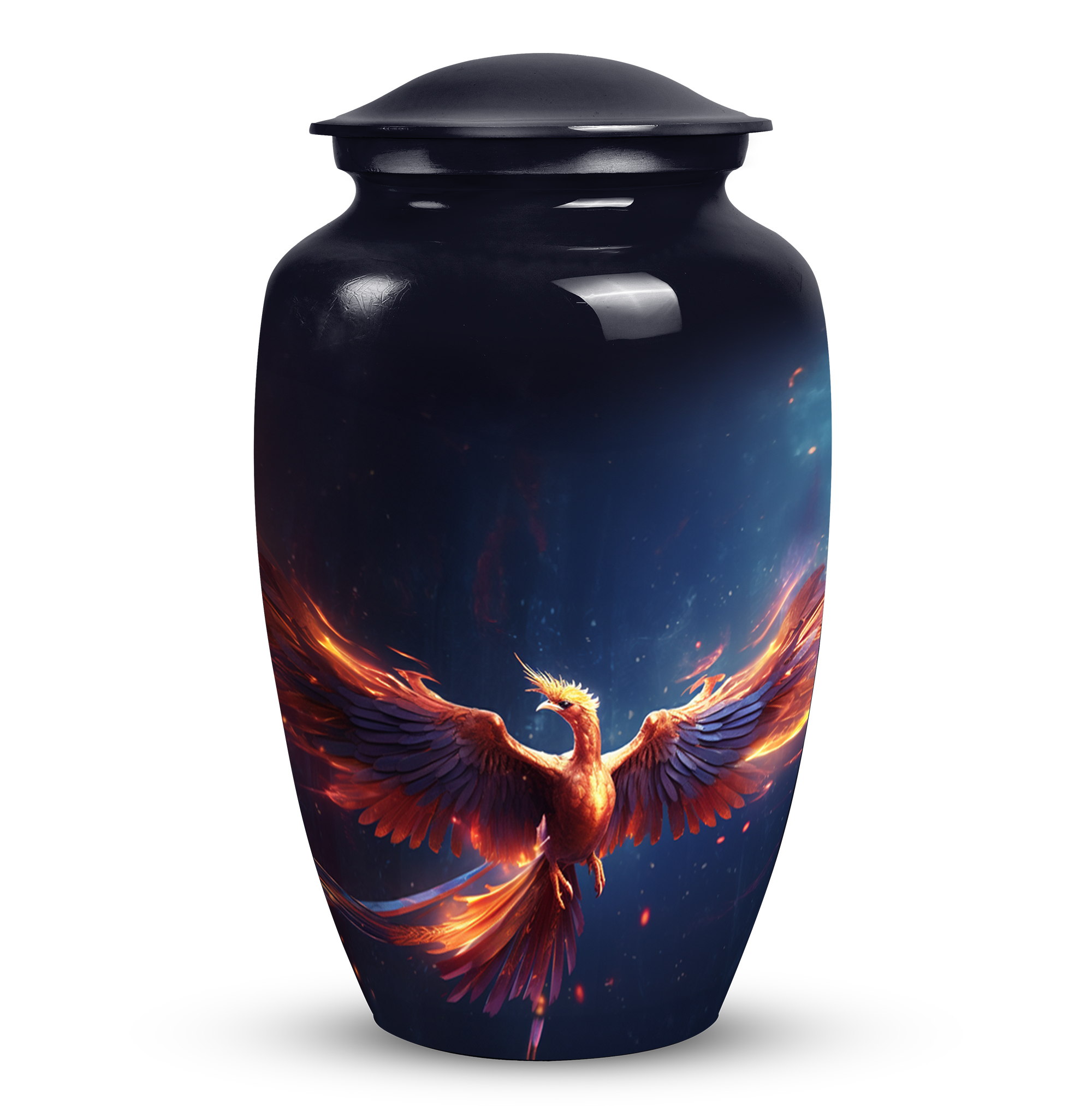 Red And Blue Phoenix In Fire Large Urn For Adults Ashes Female & Male ...