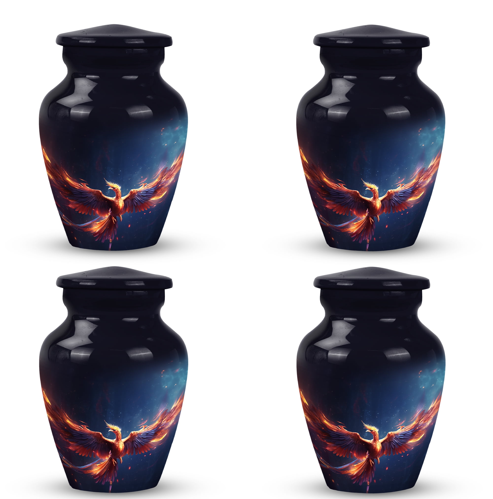 Red And Blue Phoenix In Fire Mini Cremation Urns For Ashes - Little ...