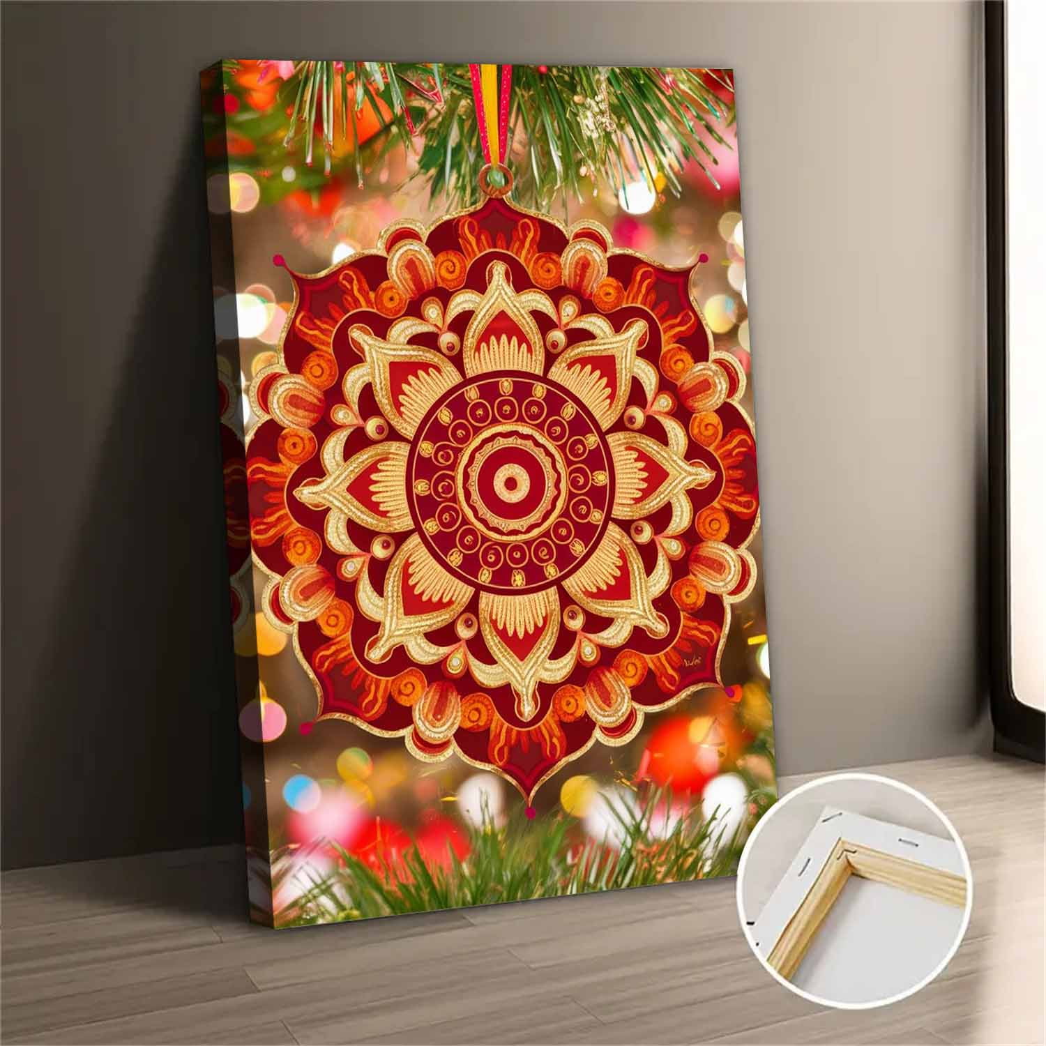 Red And Gold Mandala Canvas Wall Art For Living Room Decoration ...