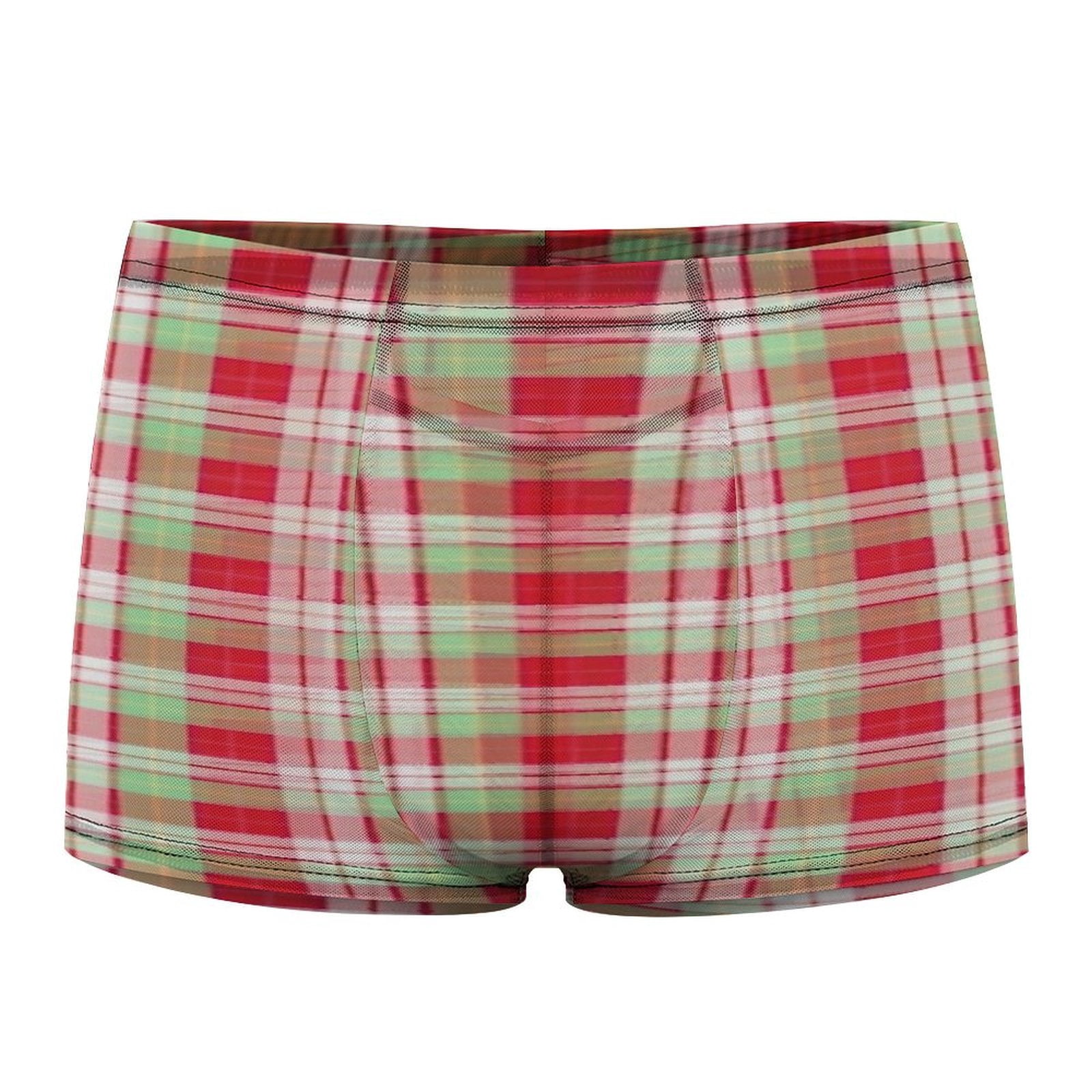 Red And Green Grid Men's Mesh Boxer Briefs Cooling Breathable Sports ...