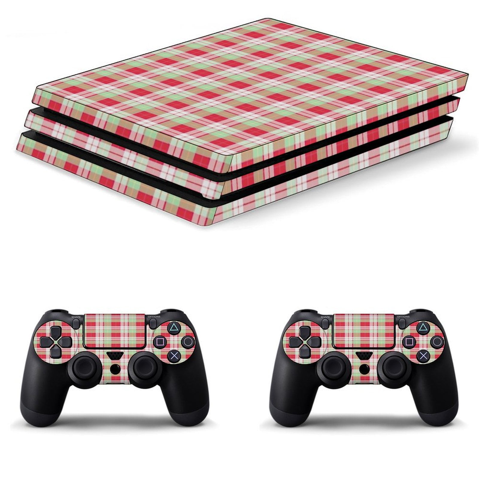 Red And Green Grid PS4/PS4 Pro/PS4 Slim Skin Sticker For Console And ...