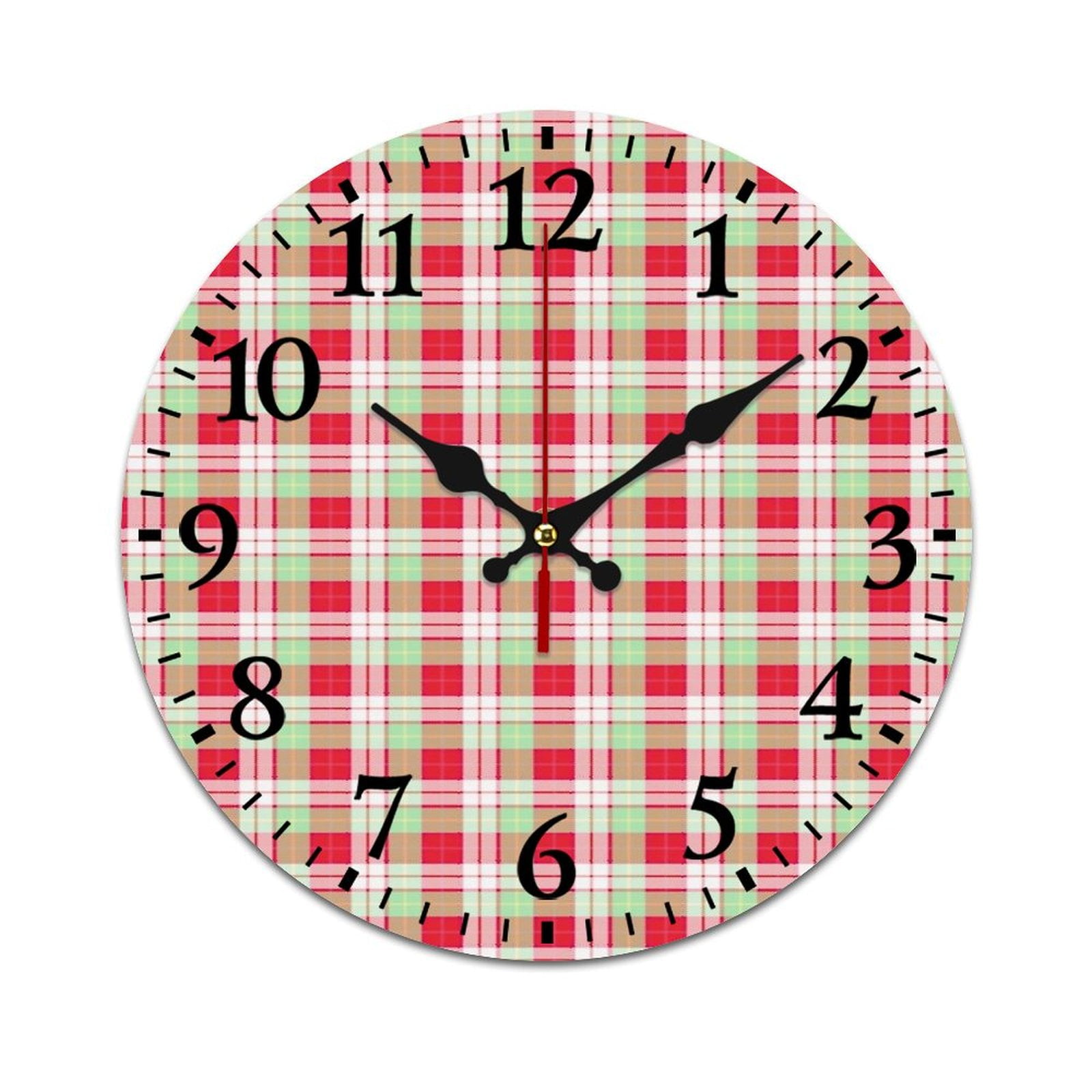Red And Green Grid Wall Clock Modern Design Clocks Wall Hanging Home ...