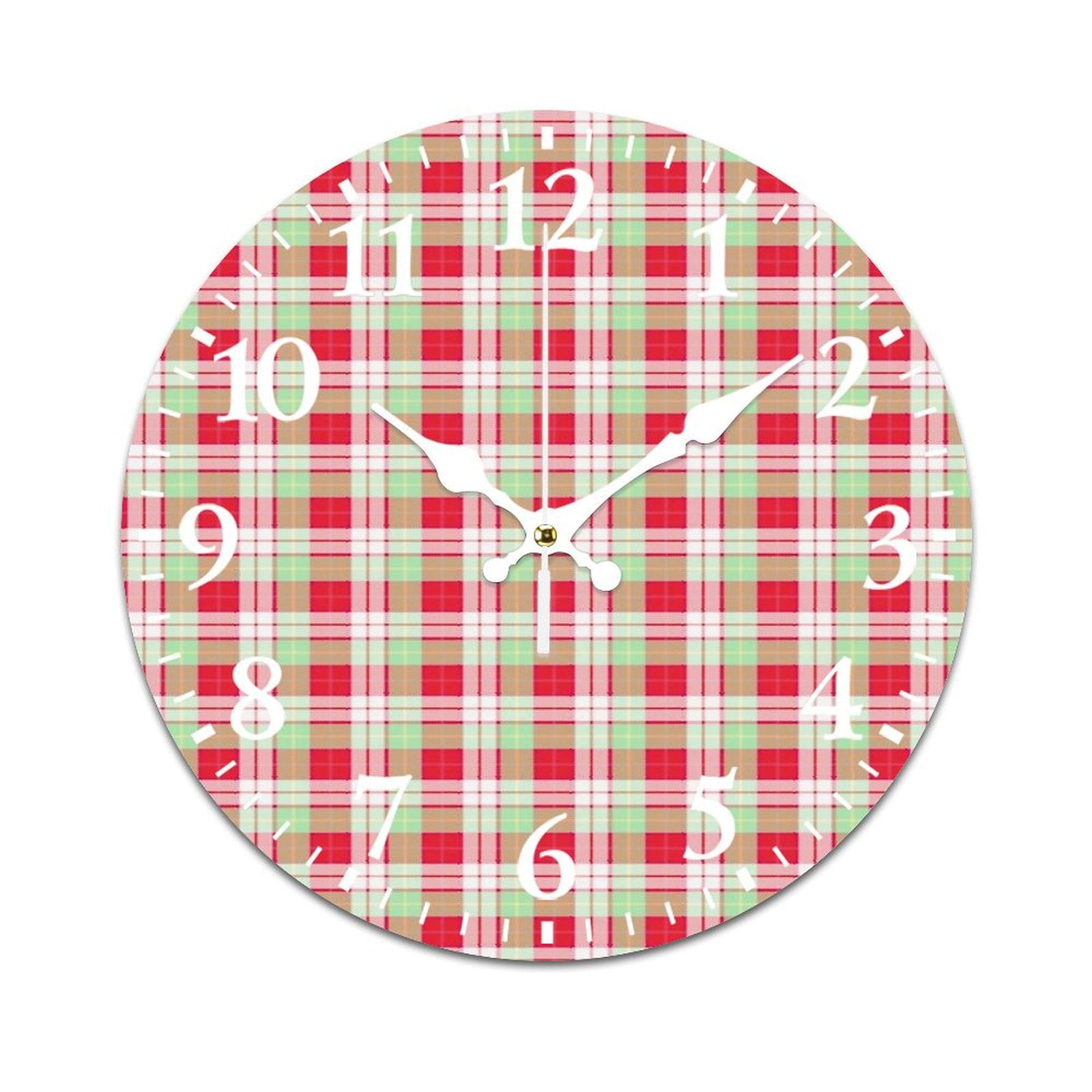 Red And Green Grid Wall Clock Modern Design Clocks Wall Hanging Home ...