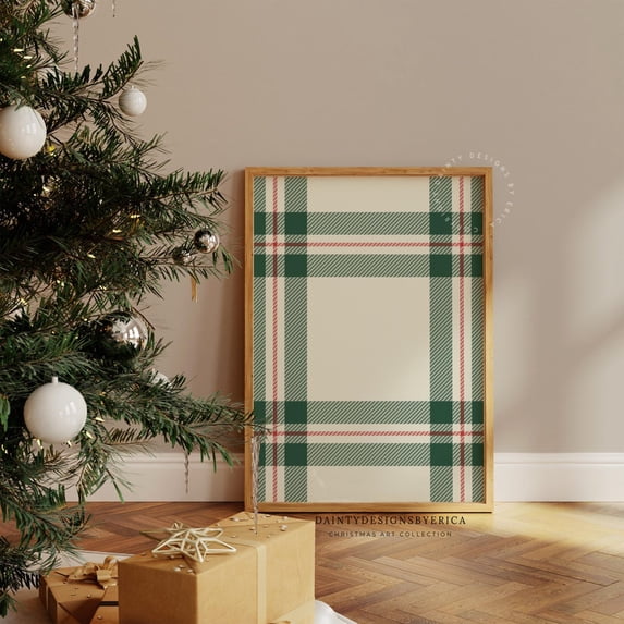 Red And Green Winter Holiday Plaid Poster, Farmhouse Winter Holiday ...