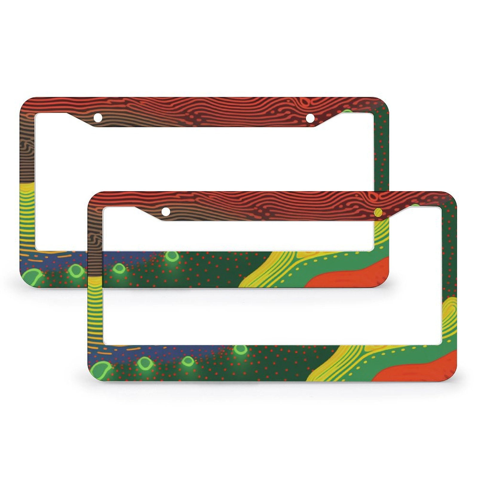 Red And Green With Gray Outlines License Plate Frames 2 Pieces Mid ...