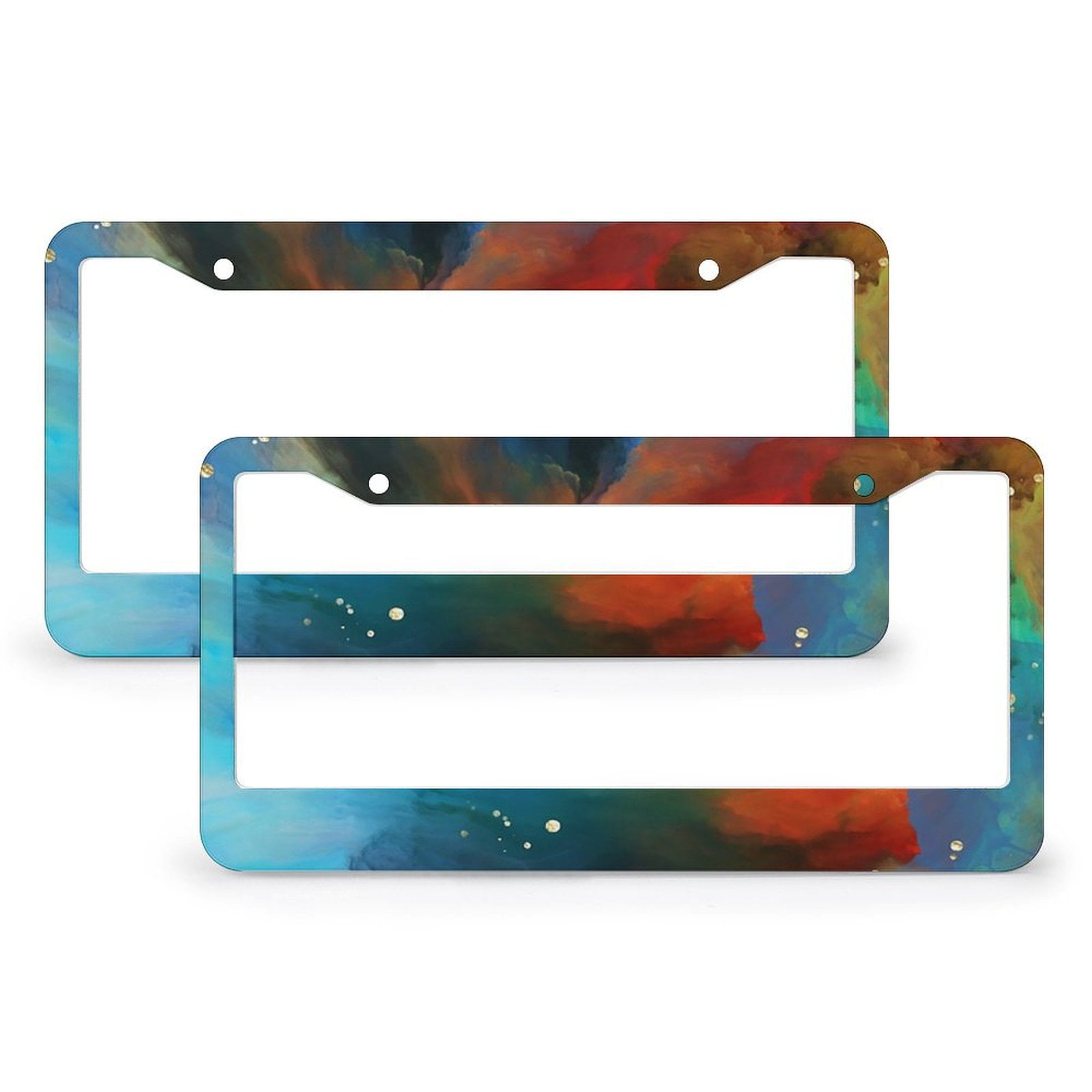 Red And Orange Polished And Blue Marble Aluminum Metal Car License ...