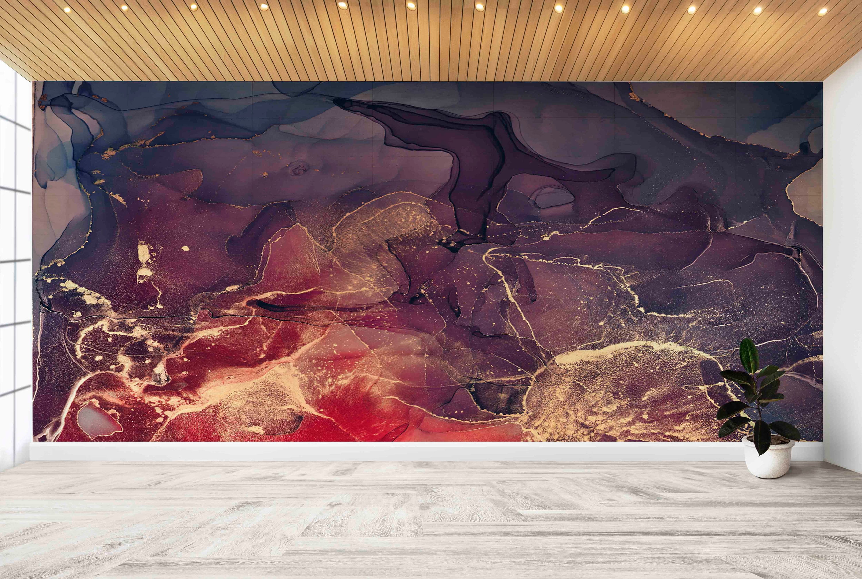 Red And Purple Marble, Alcohol Ink Wall Mural, Modern Wallpaper, Paper ...
