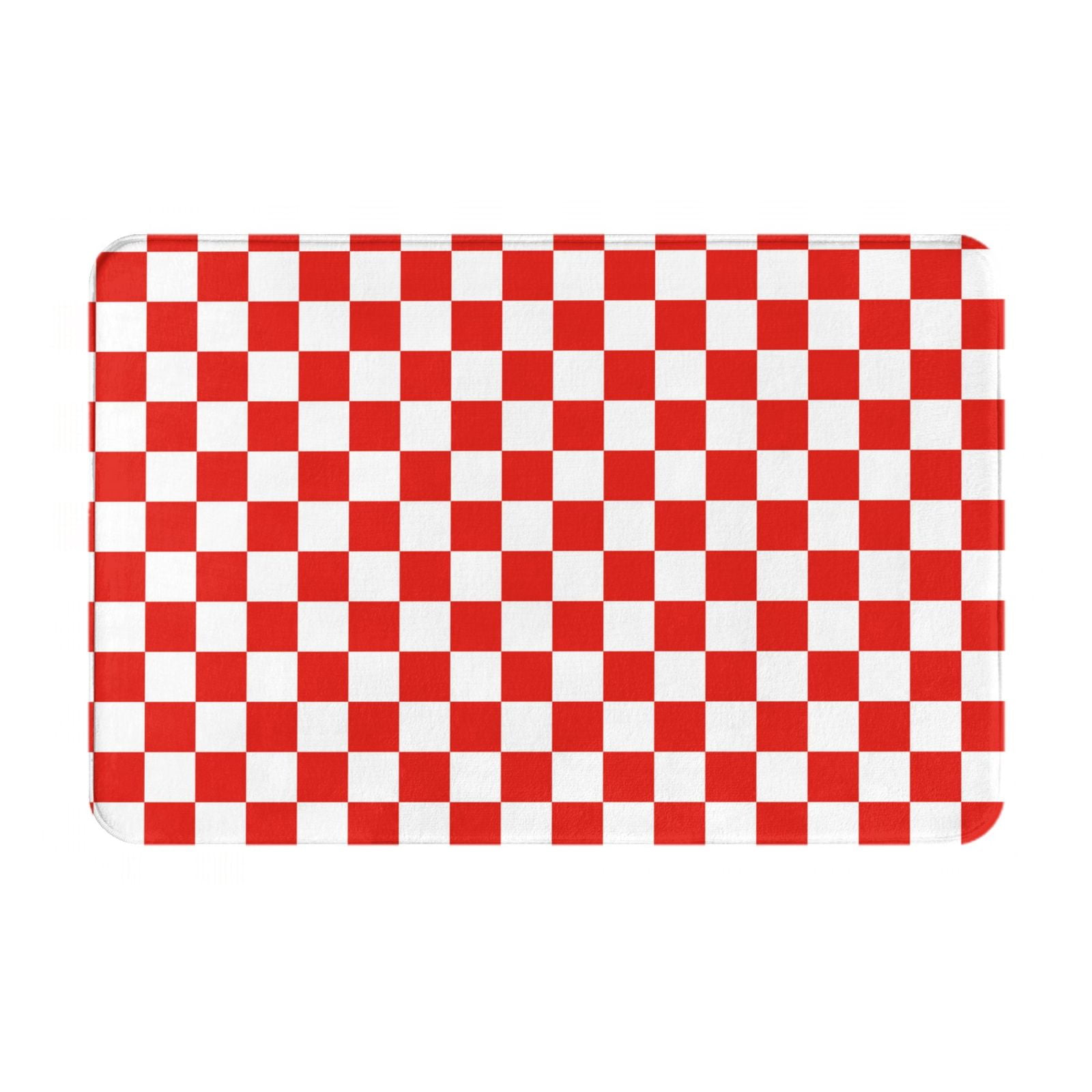Red And White Checkered Pattern Indoor Door Mat 16"X24"Entryway Rug ...