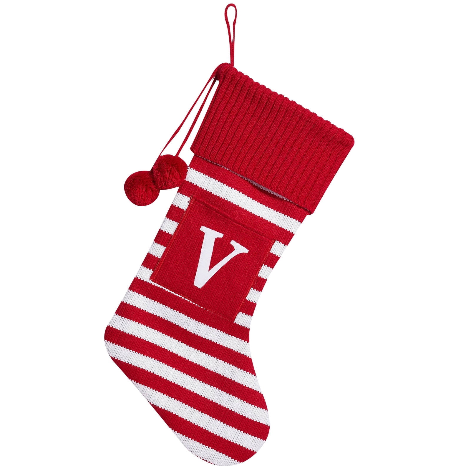 Red And White Christmas Stockings, 26 Initial Stockings Christmas, Knit ...