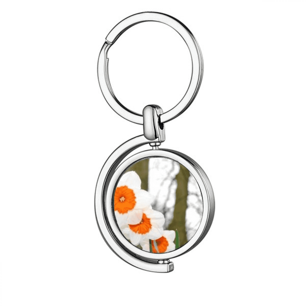 Red And White Flowers Trees Rotating Keychain Metal Keyring Holder ...