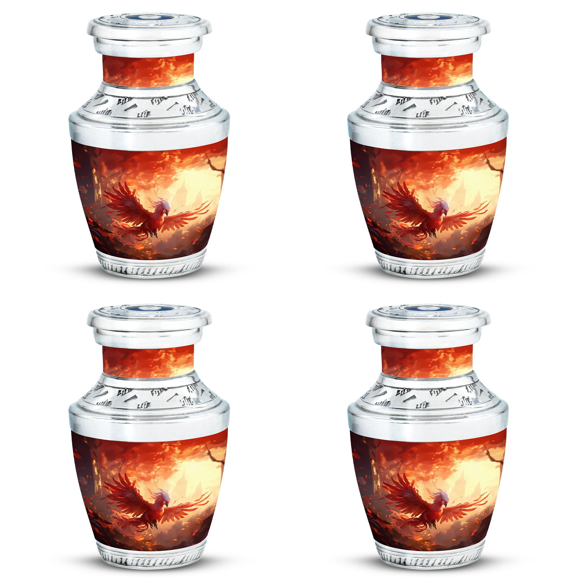 Red And White Head Phoenix Urn Collection, Mini Cremation Urns For ...