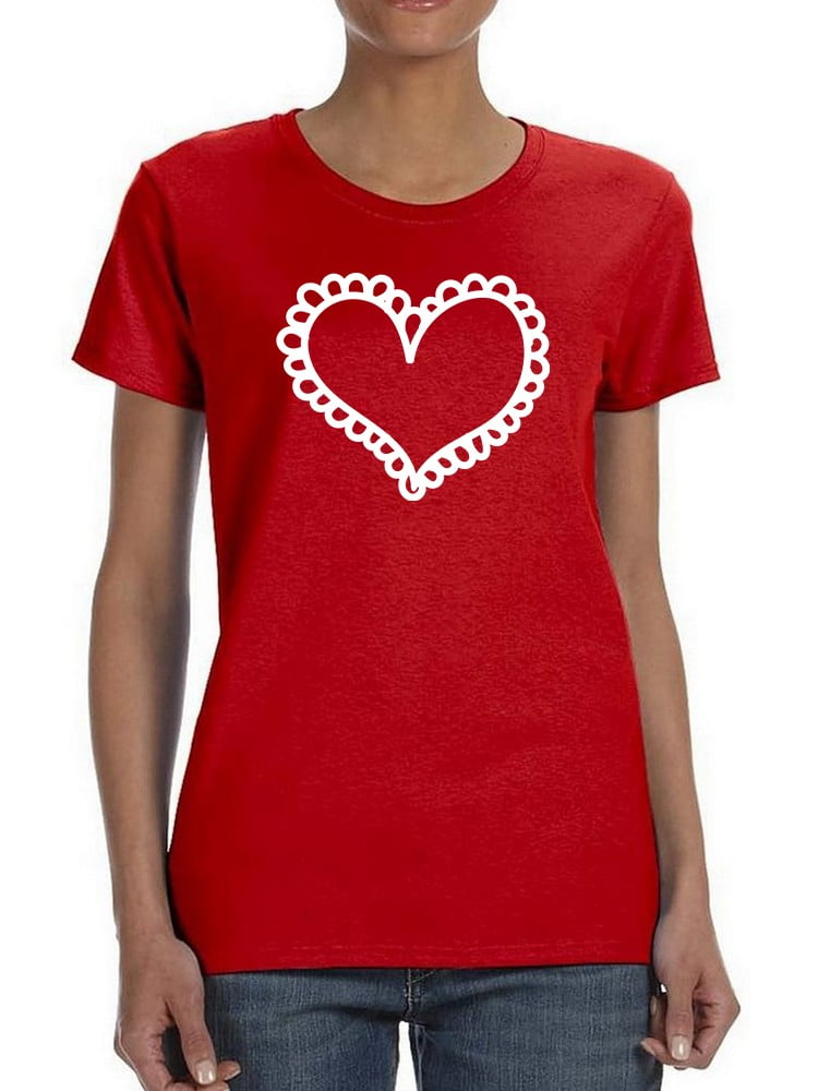 Red And White Heart T-Shirt Women -GoatDeals Designs, Female Large ...