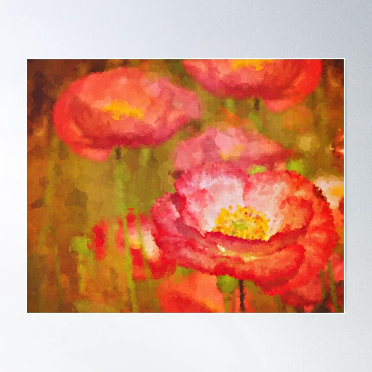 Red And White Poppy Flowers Poster Wall Art, Modern Wall Decor For ...