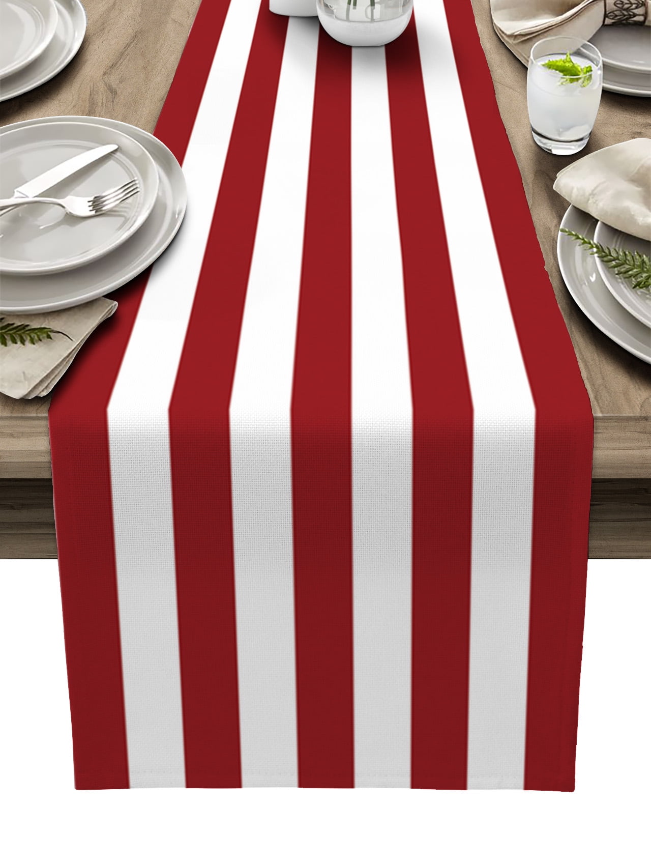 Red And White Stripes Table Runner Home Wedding Table Flag Mat ...