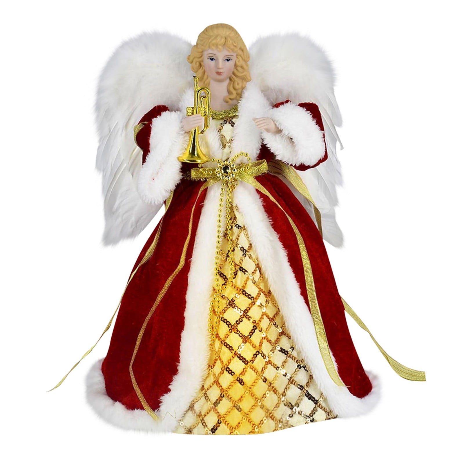 Red Angel Christmas Tree Topper with Lights, 12.6 Inch Light Up Angel ...