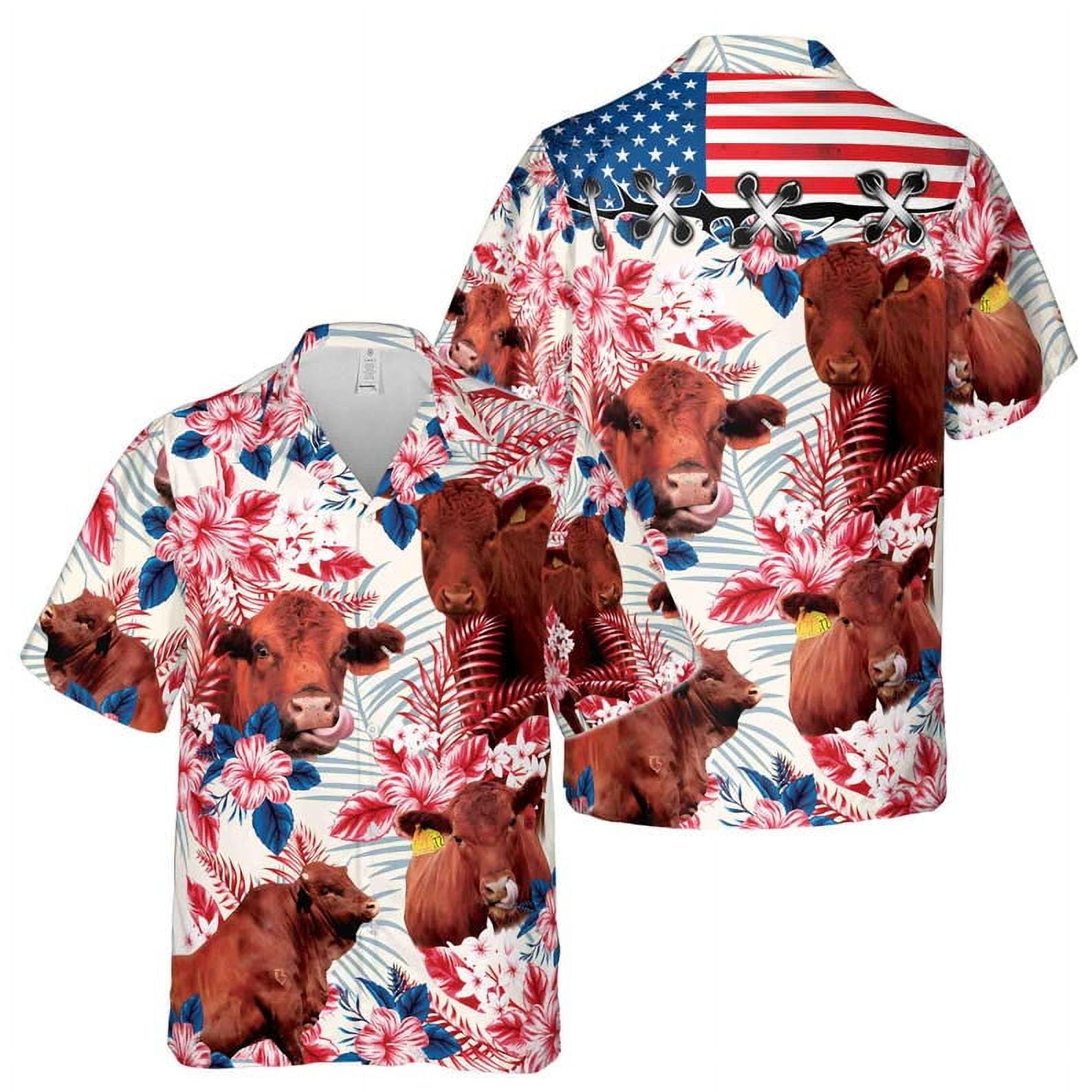 Red Angus Cattle Lovers American Flag Hawaiian Shirt - Walmart.com