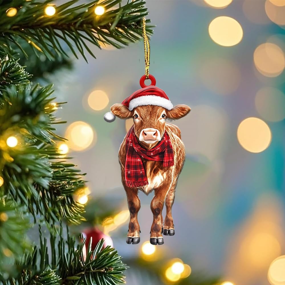 Red Angus Christmas Ornaments - Hanging Farm Cow Christmas Tree ...
