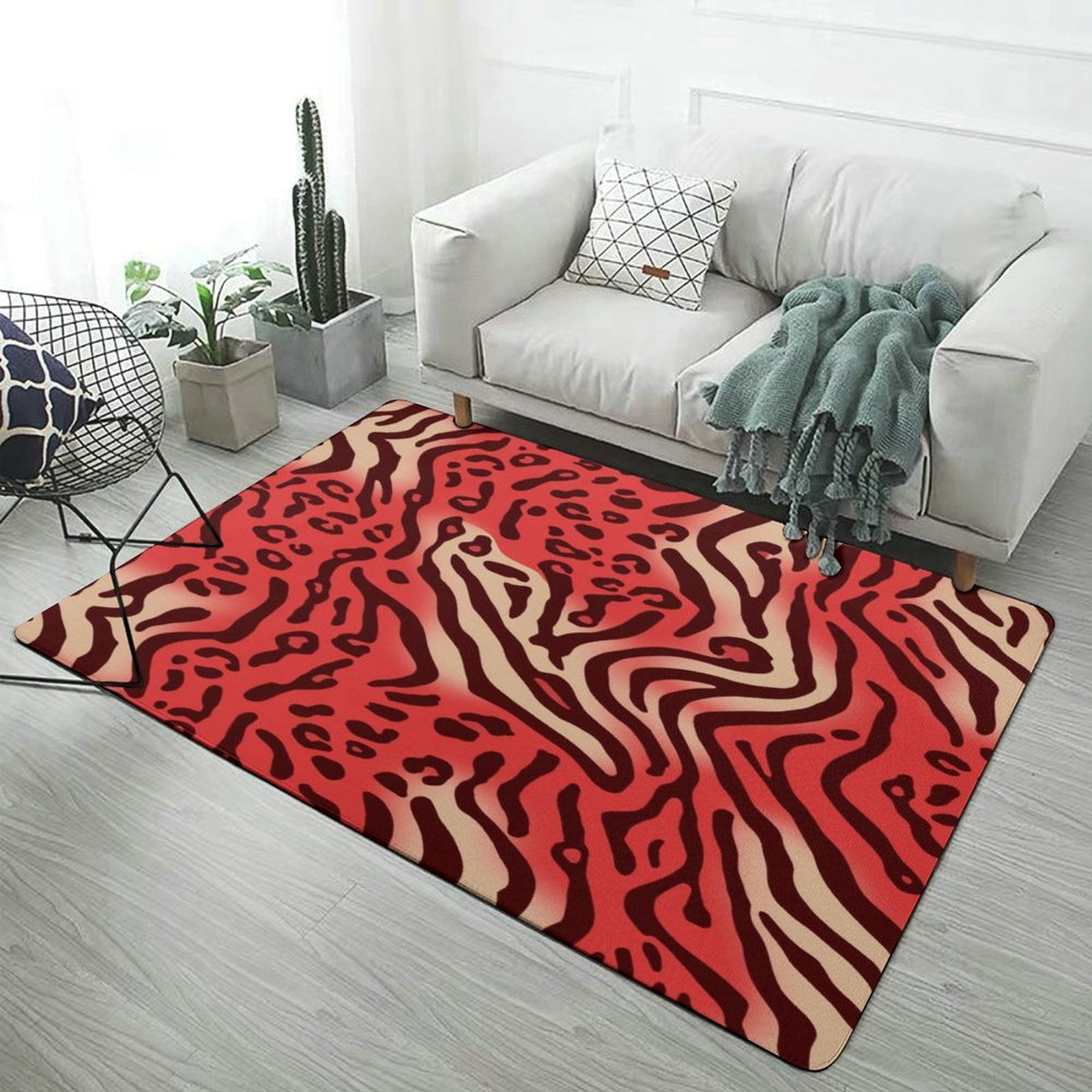 Red Animal Print Pattern Light Luxury Home Carpets Living Room Ration ...