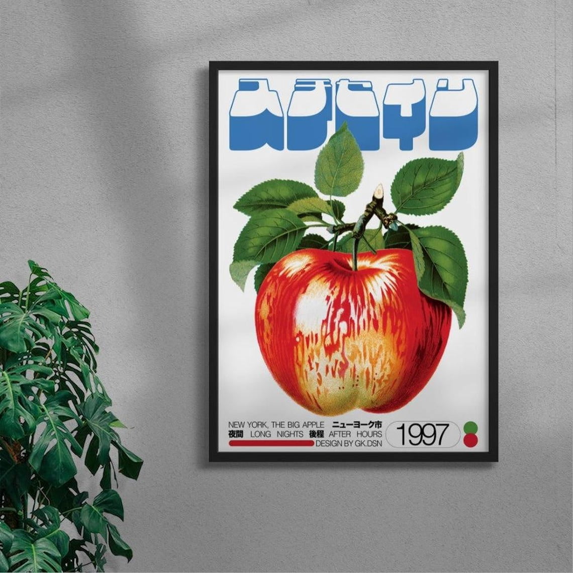 Red Apple Aesthetic Wall Art Print Minimalist Poster For Bedroom Living ...