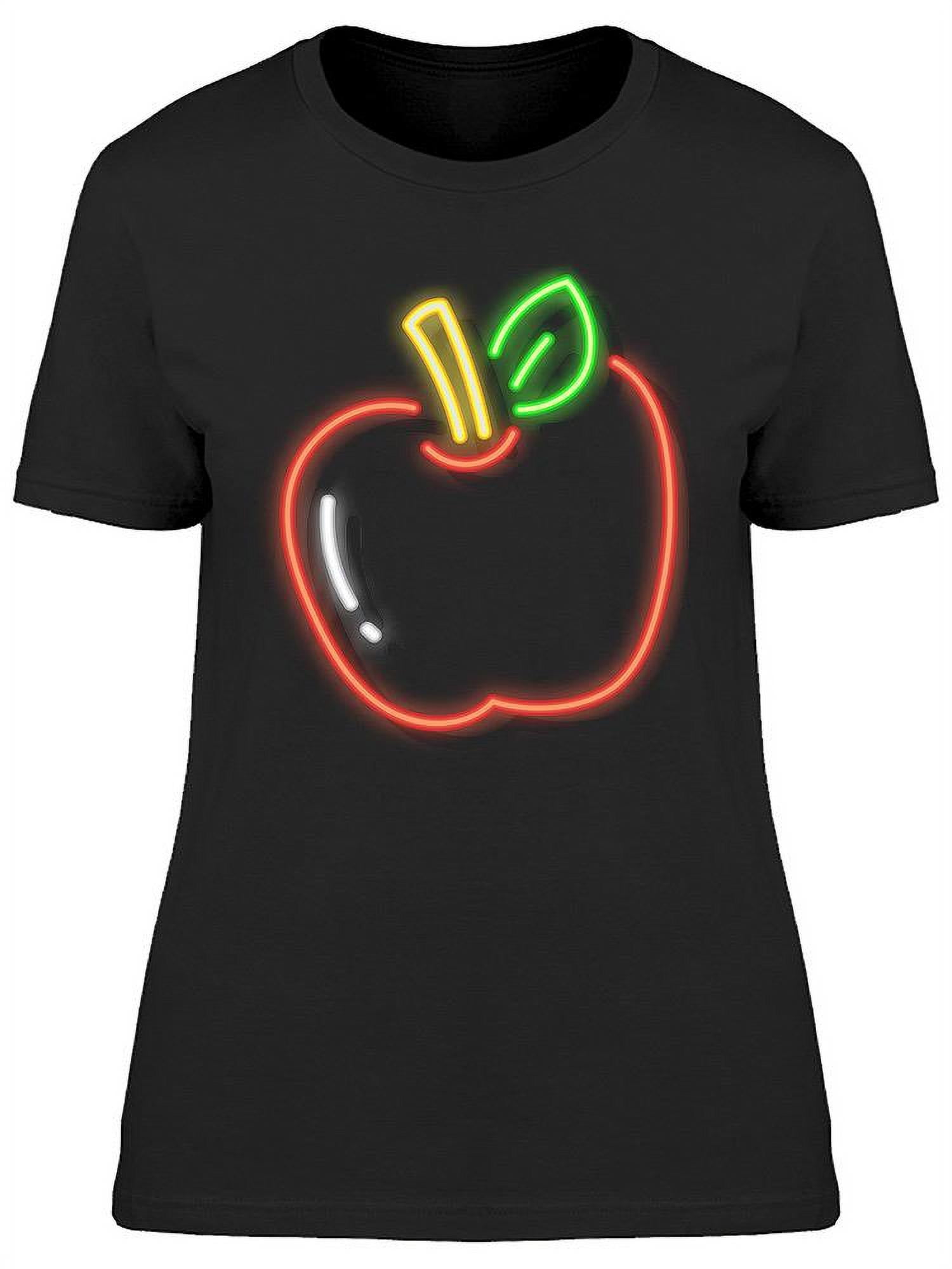 Red Apple Neon Sign T-Shirt Women -Image by Shutterstock, Female Large ...