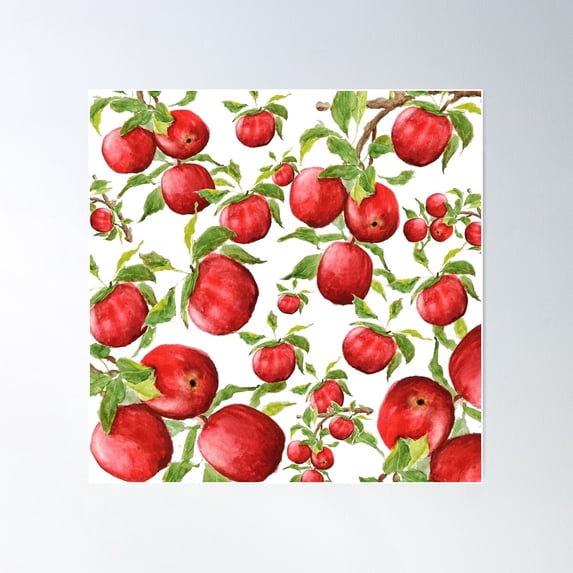 Red Apple Pattern Poster Wall Art, Modern Wall Decor For Living Room ...