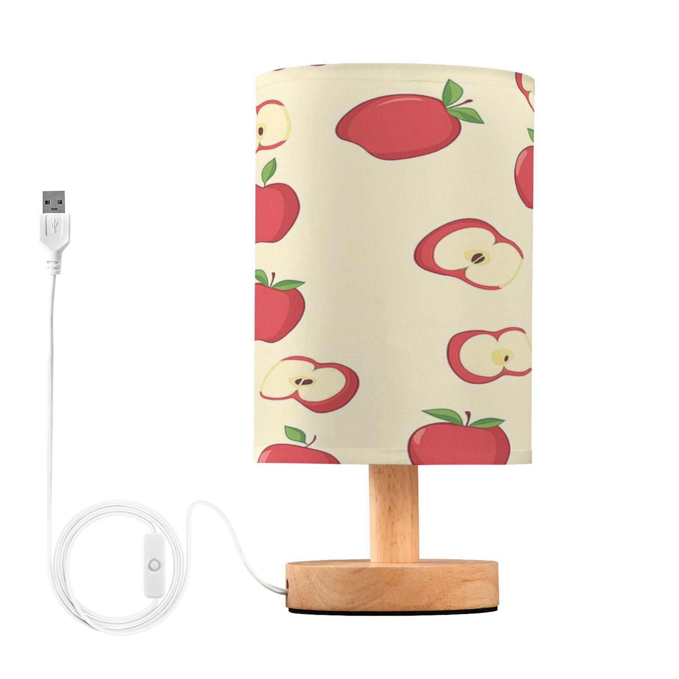 Red Apple Pattern Small Lamp Printed Gifts Table Lamp USB Bedside Desk ...