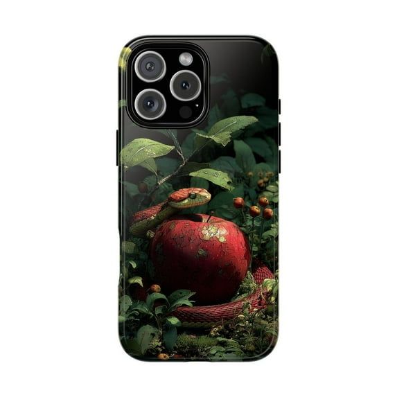 Red Apple Serpent Snake Forest Symbolic Artistic Scene Phone Case with ...