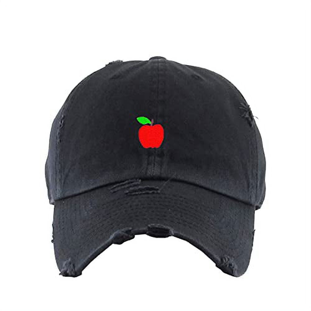 Red Apple Vintage Baseball Cap Embroidered Cotton Adjustable Distressed ...