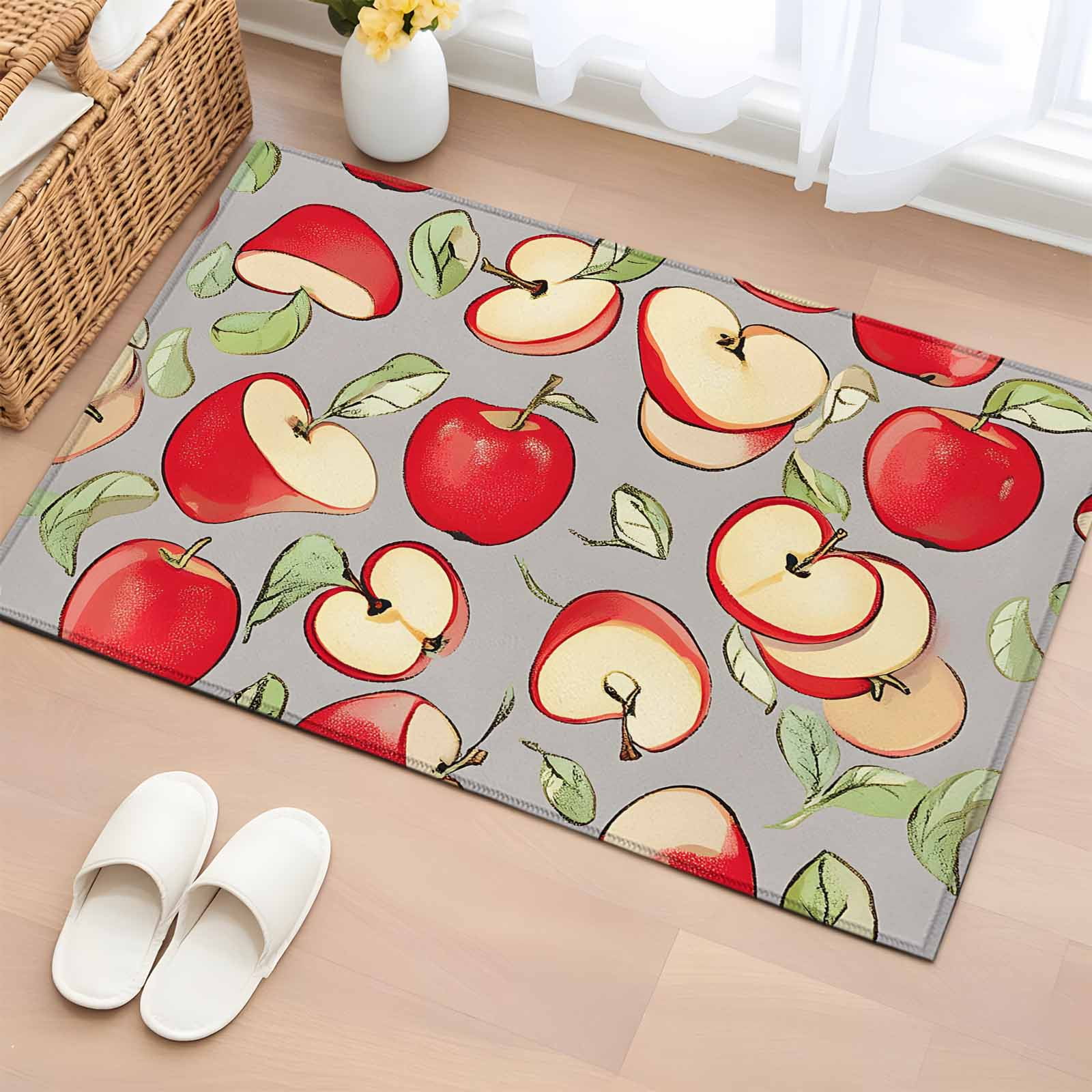 Red Apples Bathroom Rug Washable 2x3 Entryway Rug Non Slip Spring ...
