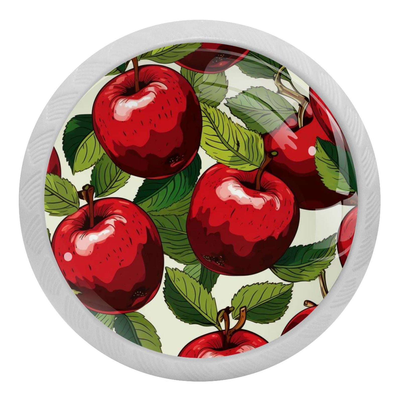 Red Apples Fruit Crystal Glass Drawer Knob Pull Ergonomic 30mm Circle ...