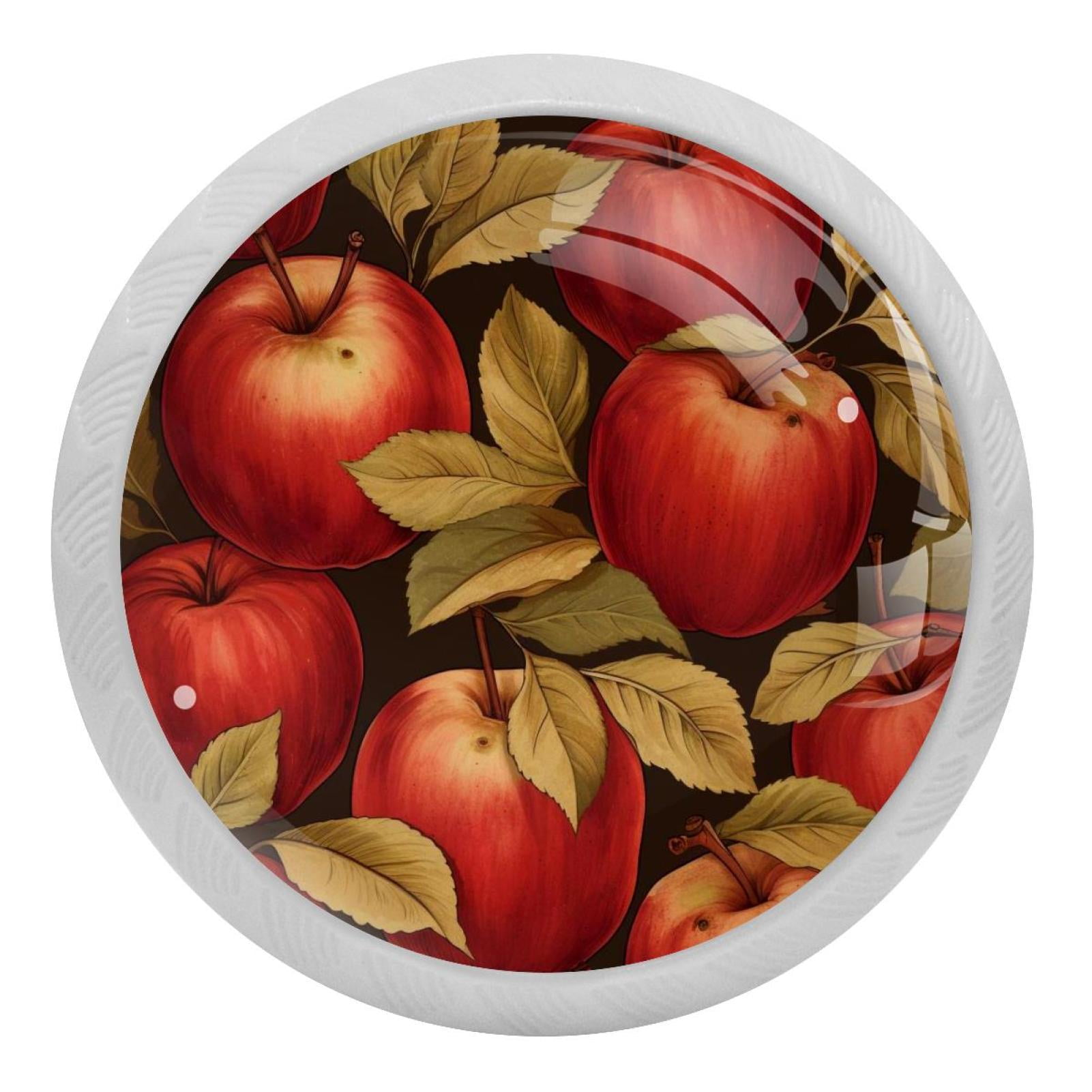 Red Apples Fruit Glow in The Dark Crystal Glass Cabinet Knobs 4 Pcs ...